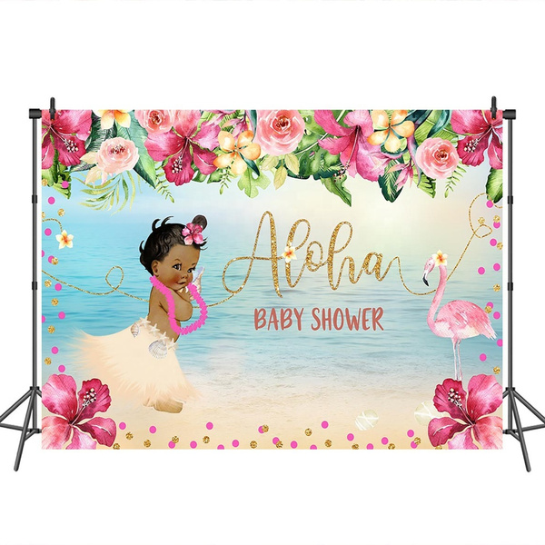 Hawaiian Aloha Baby Shower Background Tropical Luau Baby Shower ...