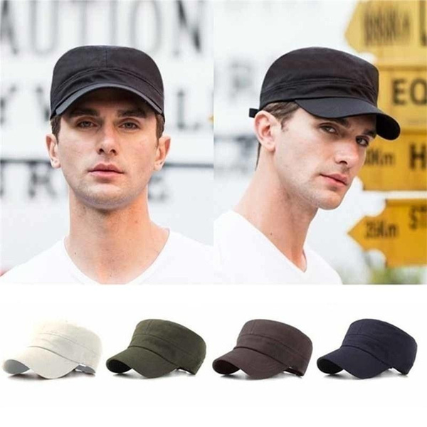 New Fashion Unisex Plain Cap Vintage Army Military Cadet Cotton Hat ...
