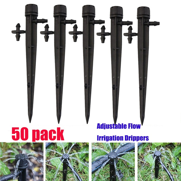 50PCS Adjustable Flow Irrigation Drippers 360 Degree Emitter Drip ...