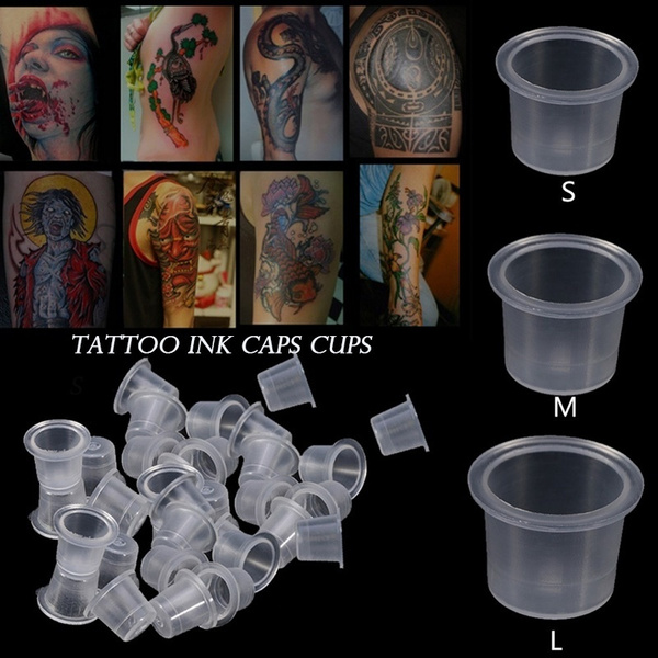 100PCS Tattoo Ink Caps Cups - Tattoo Pigment Container Holder Makeup ...