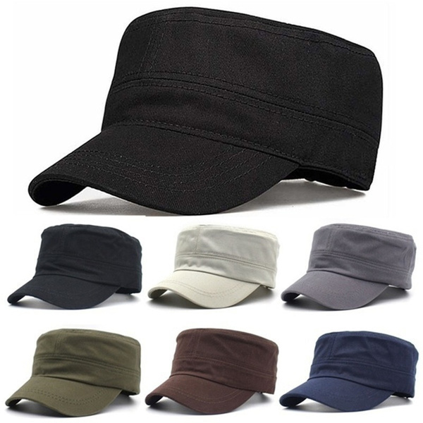 Classic Retro Men's Washed Cotton Flat Baseball Cap Adjustable Hem Hat ...