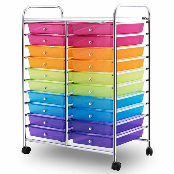 20 Drawers Storage Rolling Cart Scrapbook Paper Organizer Classroom ...