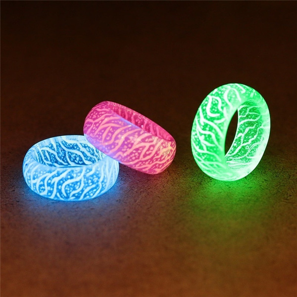 Fashion Colorful Luminous Resin Ring Women Men Fluorescent Glowing ...