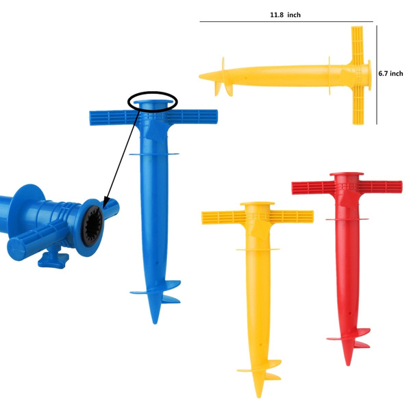 Heavy Duty Plastic Adjustable Beach Umbrella Anchor Stand Spike Auger ...