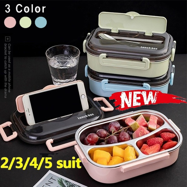 New Portable Compartment Insulated Lunch Box Child Bento Box Japanese ...