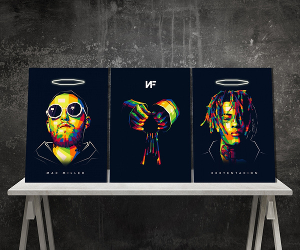 No Frame Oil Painting Canvas Handsome Rapper NF and Xxxtentacion and ...