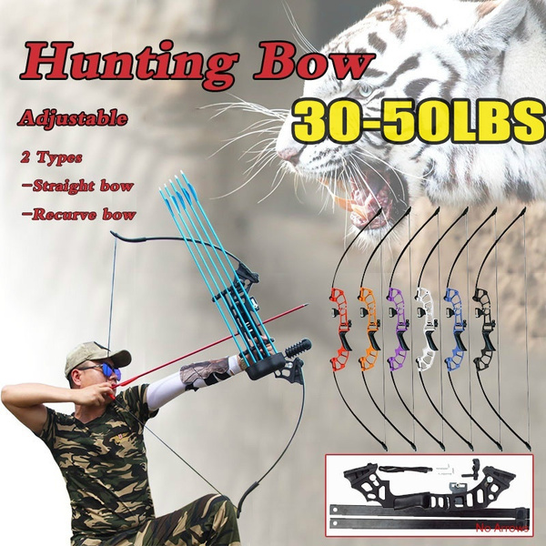 Adjustable 30-50LBS Hunting Bow Outdoor Archery Powerful Straight Bow ...