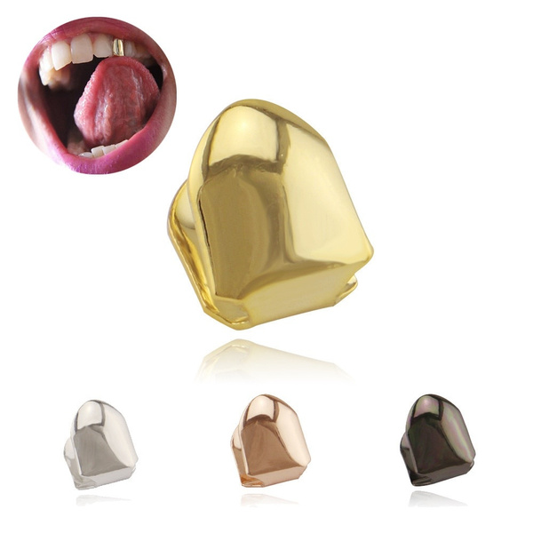 1PCS 14k Gold Plated Hip Hop Teeth Grillz Caps Top or Bottom Grill ...