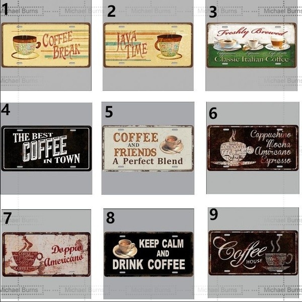 Hot Sale Coffee Tin Sign Home Bar Decor Coffee Break JAVA Time Keep ...