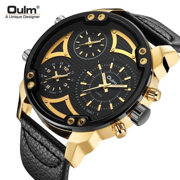 Oulm brand multi time zone fashion men's watch new fashion big dial ...