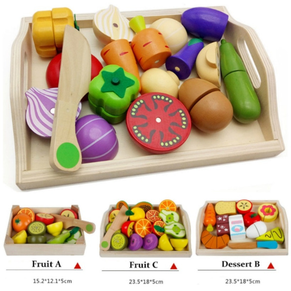 Ny ankomst Baby Trä Köksleksaker Skära frukt Grönsaker Utbildning Mat ...