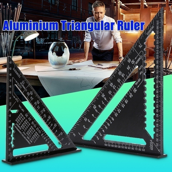 7/12 Inch Aluminium Tri-Square Ruler Speed Square 90 Degree Rafter ...