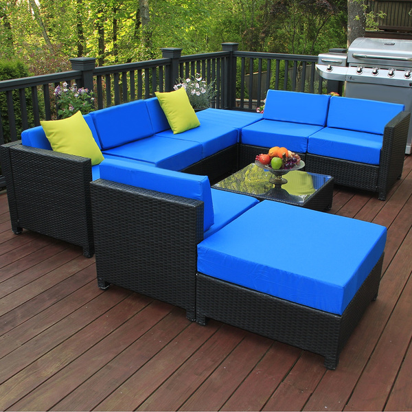 Mcombo Wicker Outdoor Sectional Sofa Set,All-Weather PE Rattan and ...