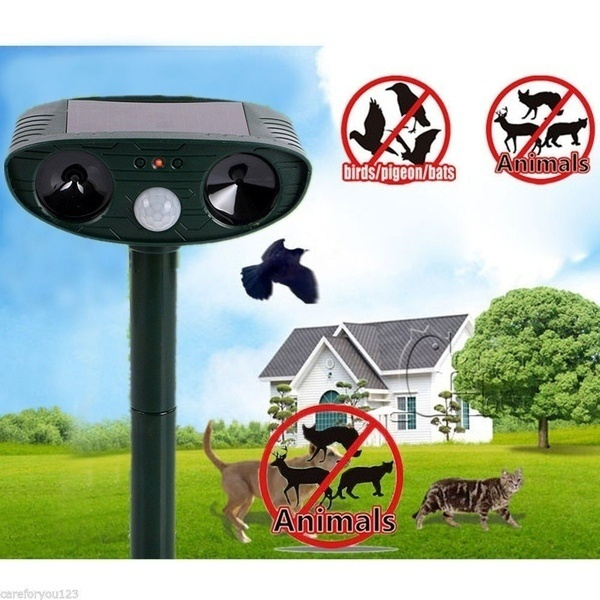Outdoor ultrasonic solar pest animal mosquito repellent garden bats ...