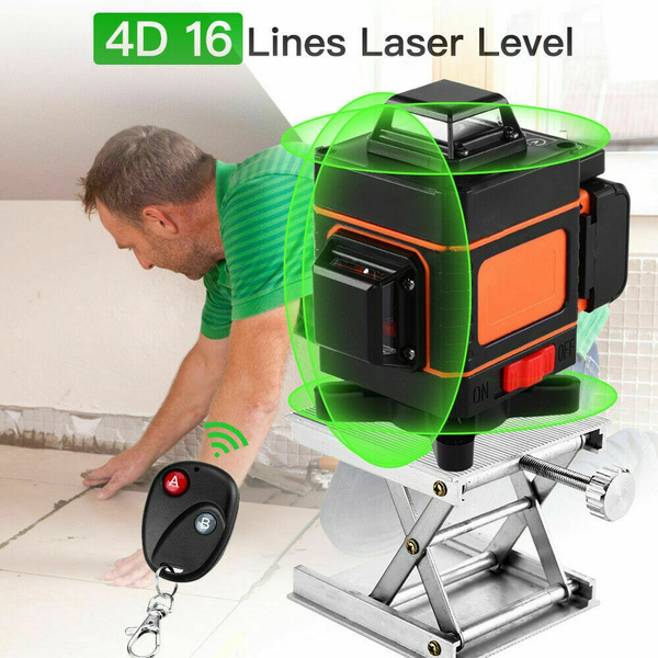4D 16 Lines Green Light Laser Level Auto Self Leveling 360° Rotary ...