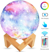 Moon Lamp, 16 Colors LED 3D Print Moon Light with Stand & Remote&Touch ...