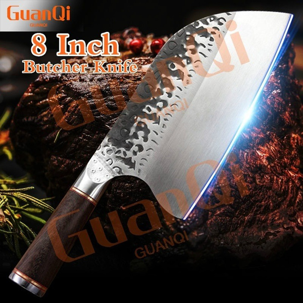 GuanQi 8 Inch Stainless Steel Chef Knife Handmade Forged Sharp Cleaver ...