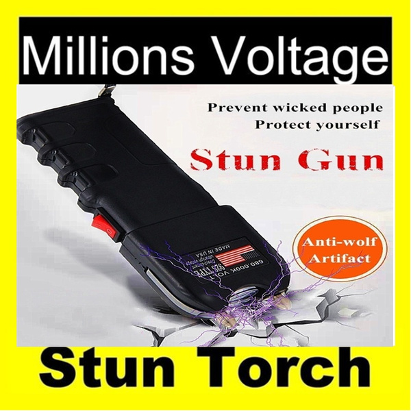 Police Power Stun Flashlight Electric Shock Taser Gun Self Defense Tool ...