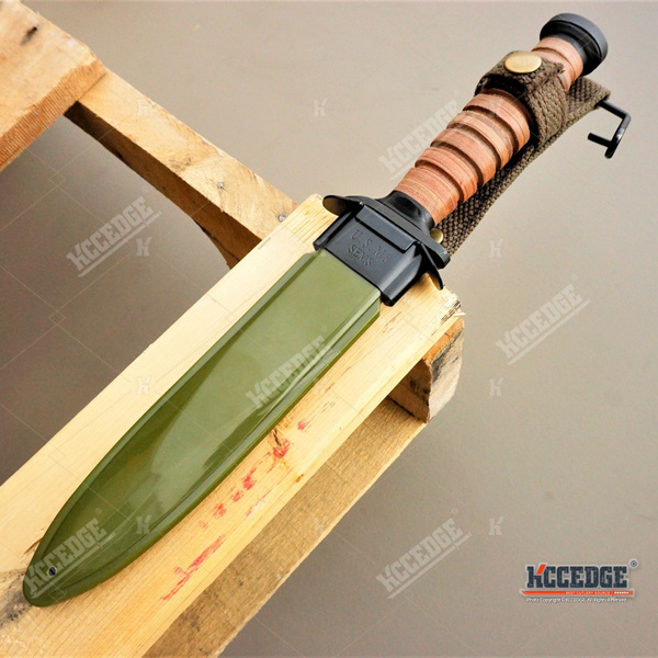 11 3/4" TACTICAL HUNTING BLADE FIGHTING TRENCH KNIFE STACKED LEATHER ...