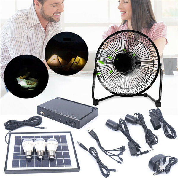Solar Lighting Fan DC System Solar Powered Panel & Fan | Wish