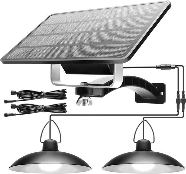 Double/Single Head Solar Hanging Lamp, Indoor Outdoor Solar Lamp with ...