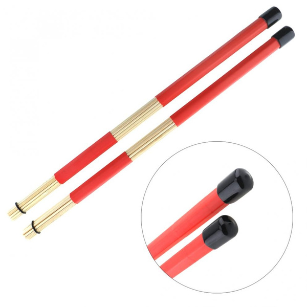 1 Pair 40cm Wooden Rods Rute Jazz Drum Sticks Drumsticks Percussion Instruments Accessories for ...