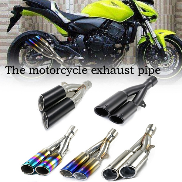 51mm Modified Motorcycle Dual twins Outlet Muffler Exhaust Tail Pipe ...