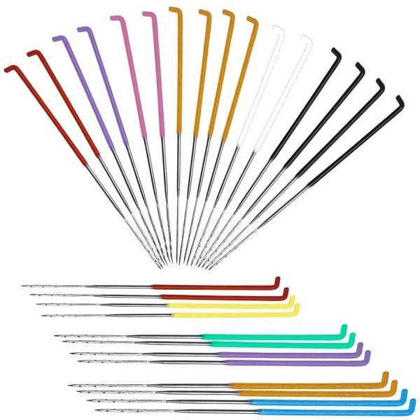 4 Sizes Wool Felting Needles Tool Kit Triangular Spiral Star Wool Felt ...