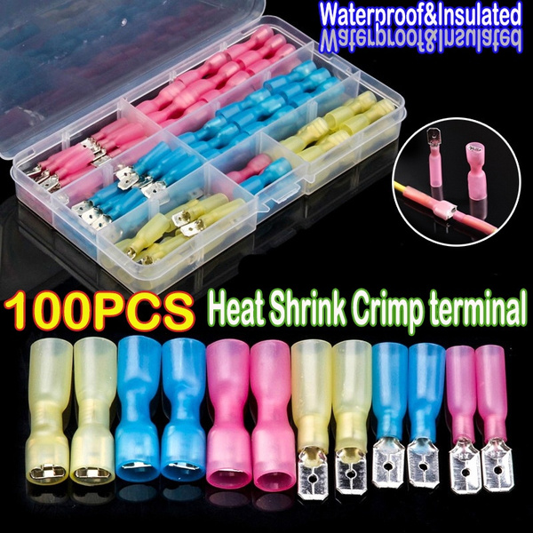 100PCS Electrical Wire Insulated Waterproof Spade Terminal Connectors ...