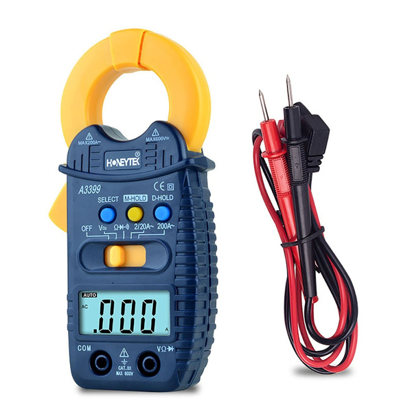 HONEYTEK A3399 Mini Digital Clamp Multimeter Meter Tester Current AC/DC ...
