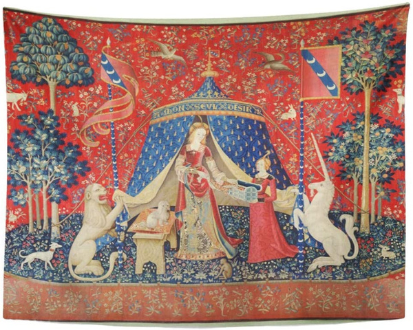 Medieval Art Tapestry Lady and Unicorn Tapestry Wall Hanging Bedroom ...