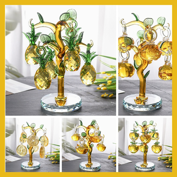 Crystal Fruit Tree With 6pcs Apples Fengshui Crafts 6 Types Trees Home ...
