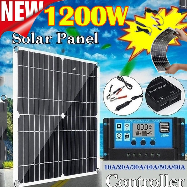 NEW Version 1200W Solar Panel with 10-60A 12V 24V Controller, PWM Solar ...