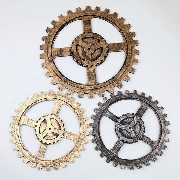 Antique Wooden Gear Wall Hanging Cafe Pub Home Decor Cogs Craft ...