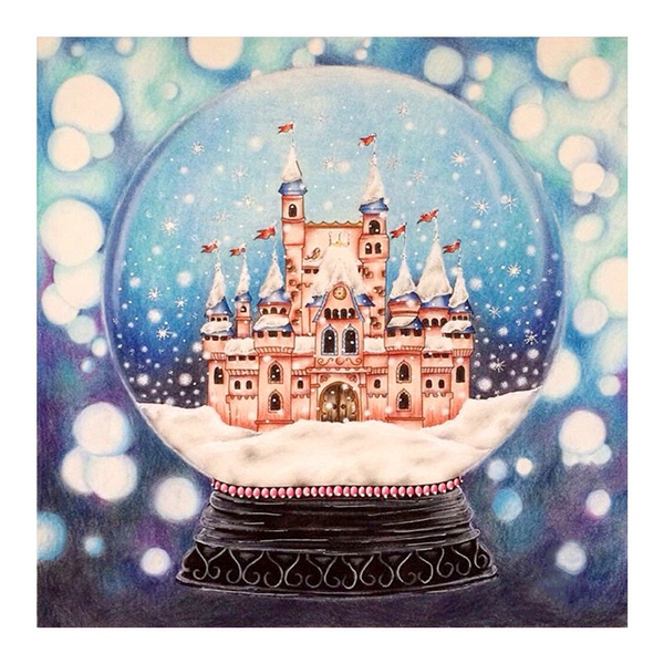 The Castle in the Snow Globe Diamond Painting Round Full Drill Cartoon ...