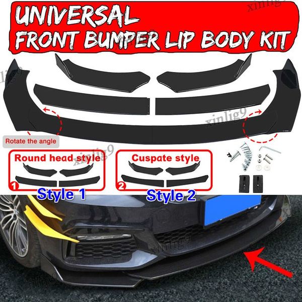 Universal Detachable 4PCS Car Front Bumper Lip Chin Spoiler Splitter ...