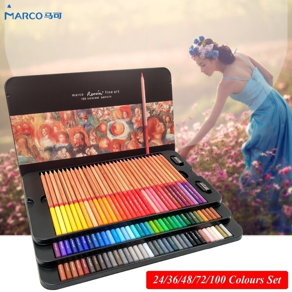 Marco 3100-24/36/48/72/100 wooden colored pencils Renoir professional ...