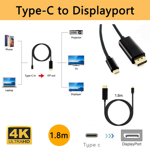 USB3.1 USBC TypeC to DP Cable Displayport Male HDMI 4k 1080p Converter ...