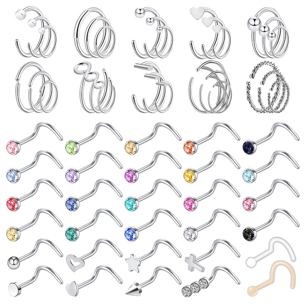 20G Nose Studs Acrylic Nose Piercings Set 60 Pcs/Lot Nose Piercing ...