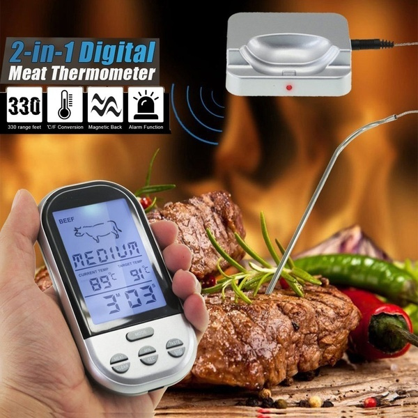 2020 NEW Wireless Meat Thermometer Dual Probe Double Digital ...