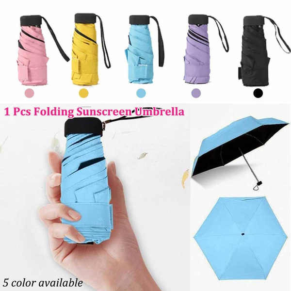 1 Pcs Mini Pocket Sun Rain Umbrella Portable Lightweight Windproof 5 ...