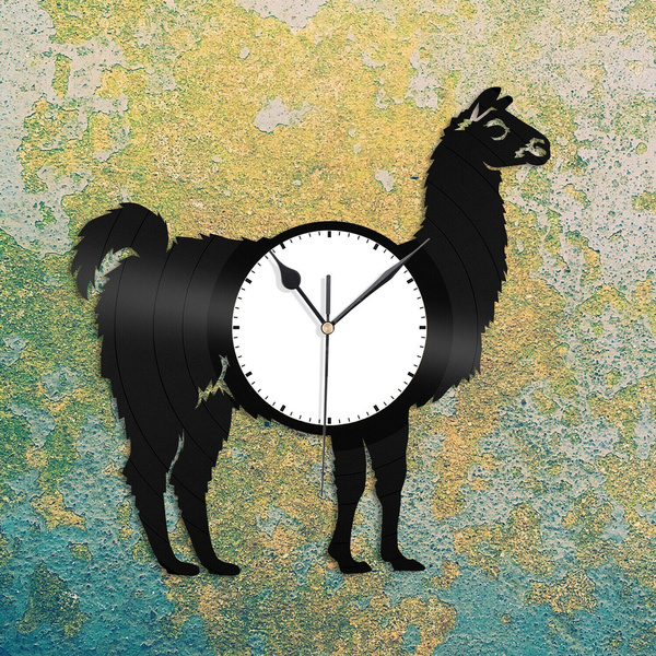 llama Vinyl Wall Clock Famous Animals Living Room Home Nursery ...