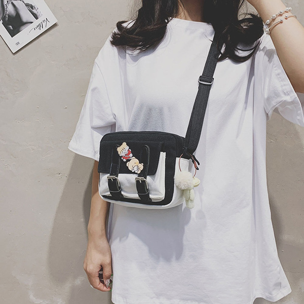 Women Girl Cute Colorful Shoulder Bag Double Button Retro Postman ...