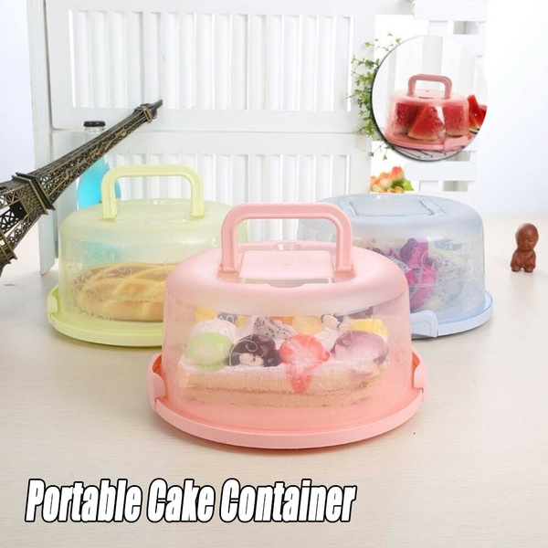 Cake Case Storage Box Portable Round Cake Holder Dessert Box Container ...