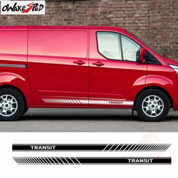 For-Ford Transit SWB LWB MWB Sport Car Racing Stripes Side Door Skirt ...