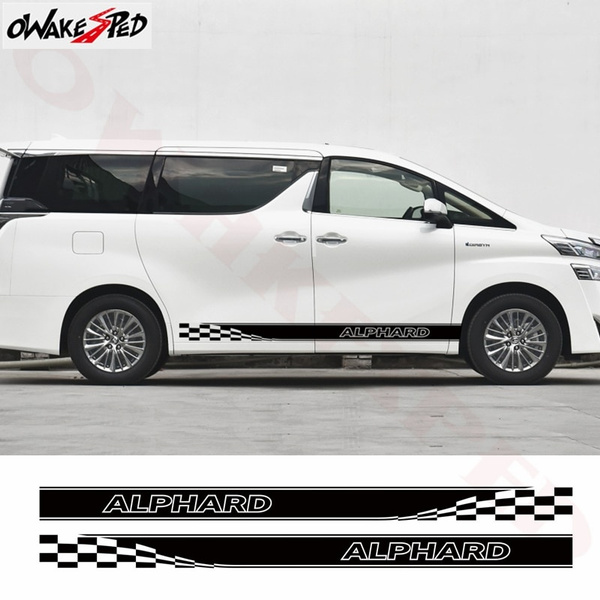 2pcs car side stripes sport skirt sticker for-toyota alphard vellfire ...