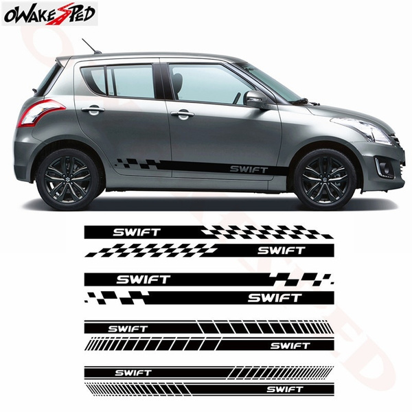 Vinyl skirt for suzuki swift 2 pieces, side striped sticker for vehicle ...