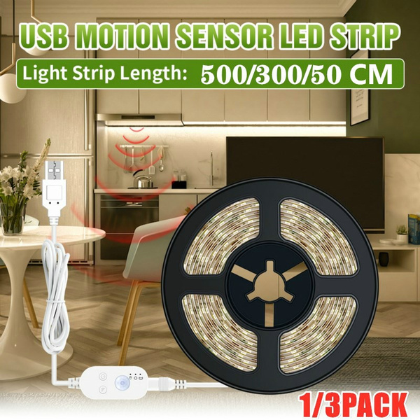 1/3PCS 500/300/50CM 300/180/30LED PIR LED Motion Sensor Light Strip USB ...