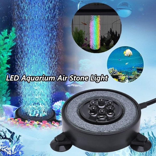 Aquarium Accessorie Multi-Colored LED Aquarium Air Stone Disk Round ...