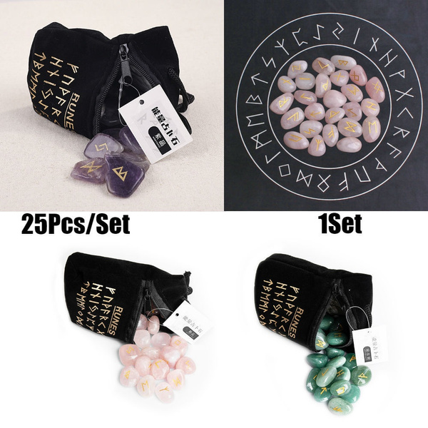 25PCS Freedom Natural Amethyst Crystals Fortune-telling Runes Stones ...
